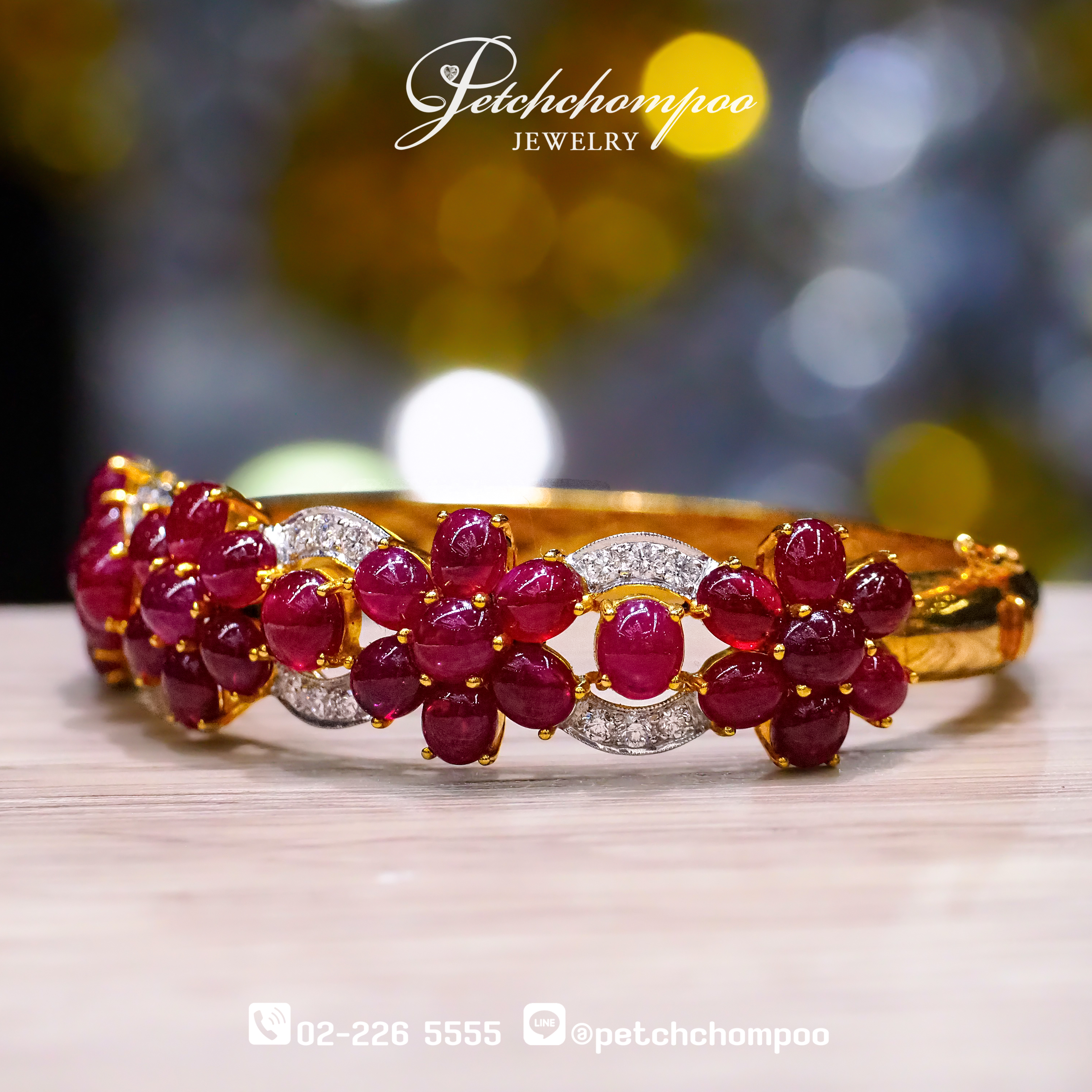 Floral Royalty™ Ruby Bangle • Blossoms of Power & Grace